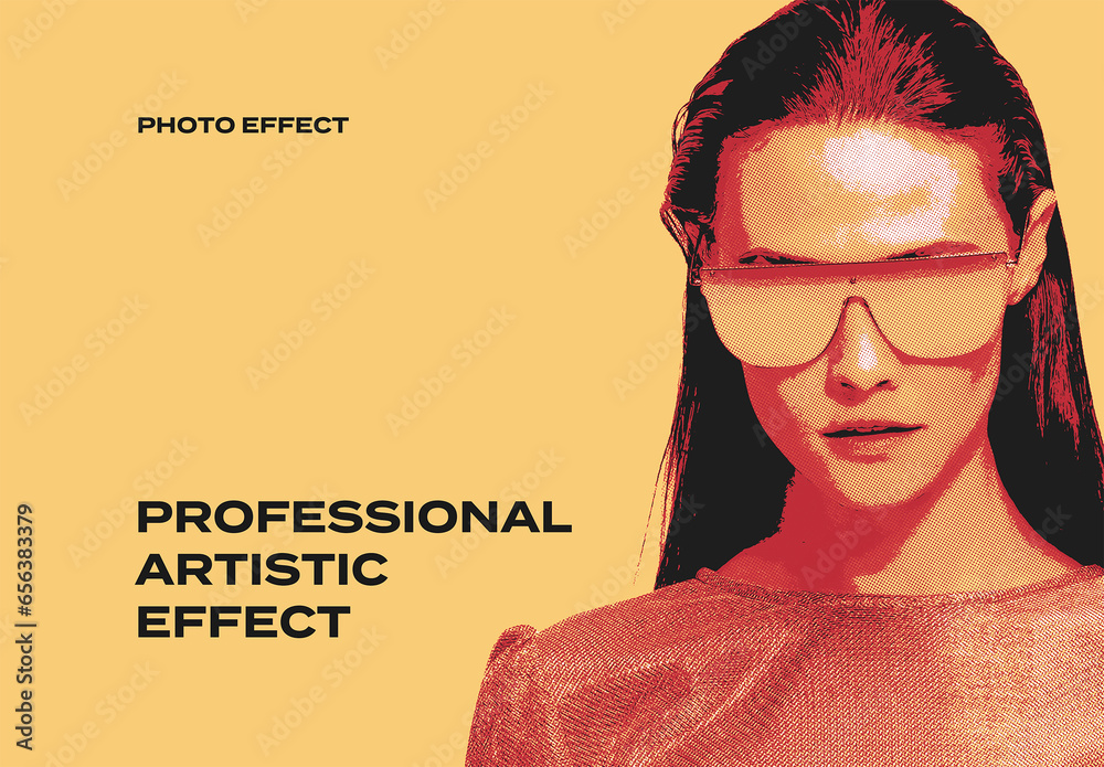 Pop Art Retro Artistic Posterized Photo Effect Mockup Template Texture ...