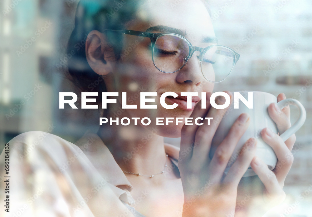Reflection Window Street Photo Effect Mockup Template Texture Overlay ...