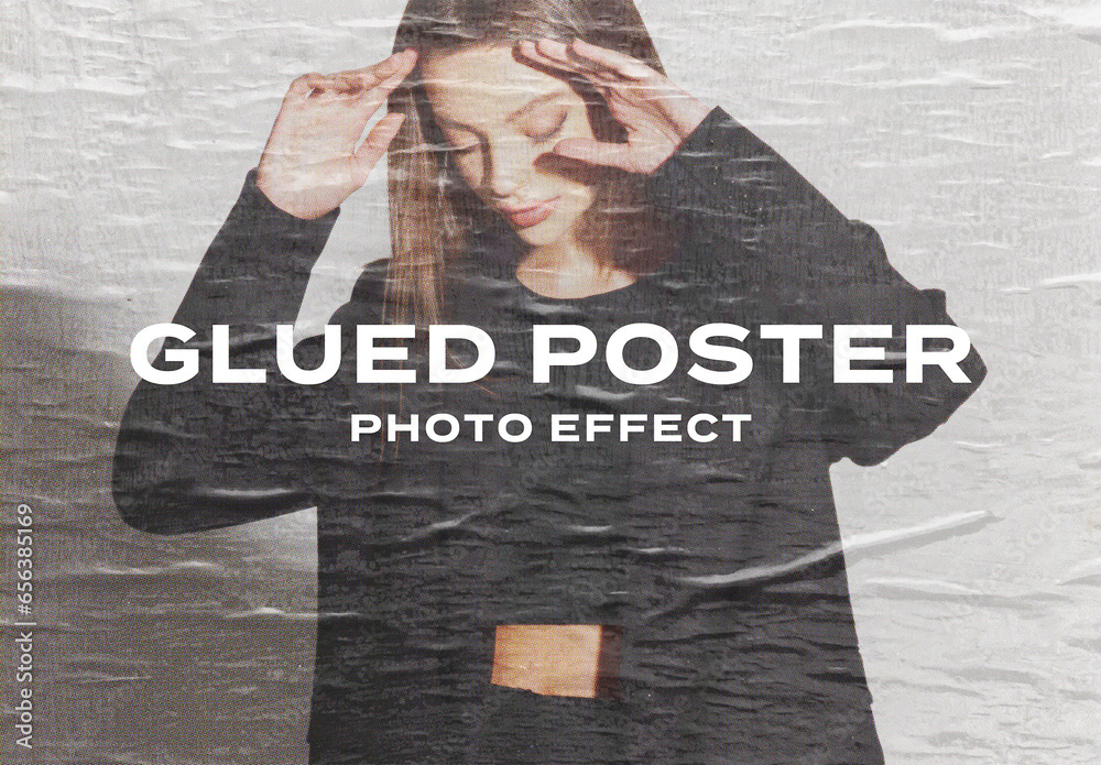 Glued Poster Street Art Photo Effect Mockup Template Texture Overlay ...