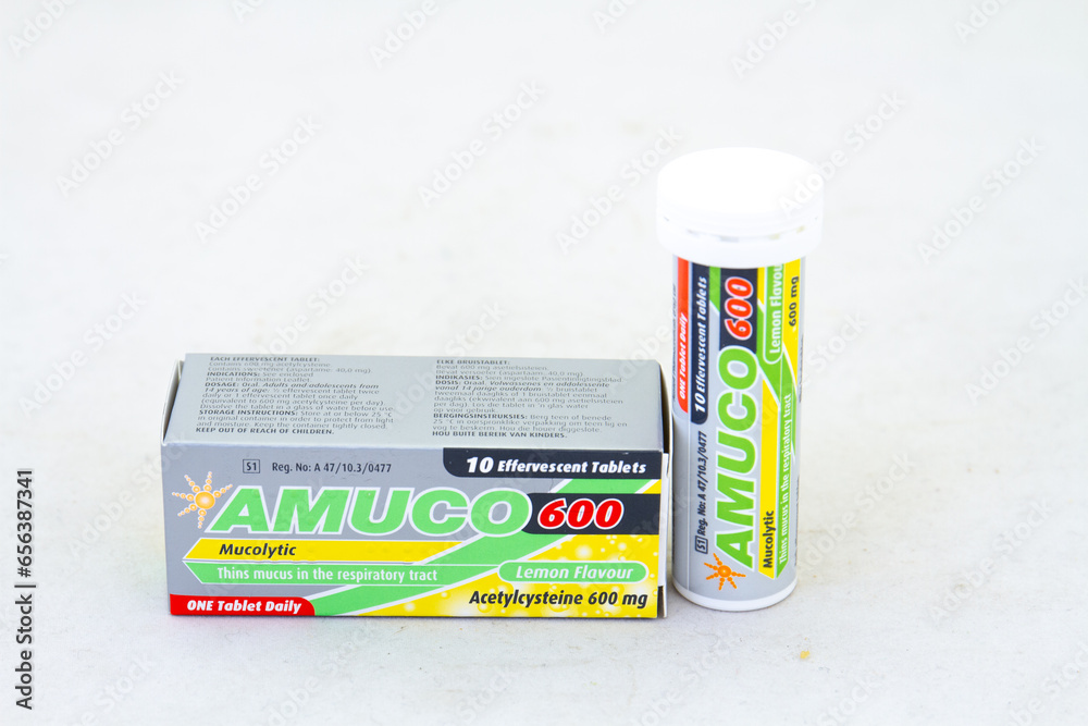 Johannesburg, South Africa - a box of Amuco 600 effervescent tablets ...