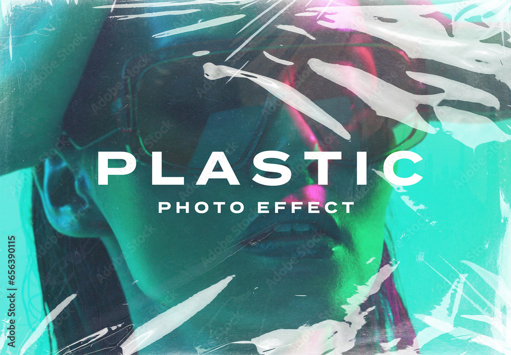 Plastic Art Photo Effect Mockup Template Texture Overlay Print Stock Template Adobe Stock