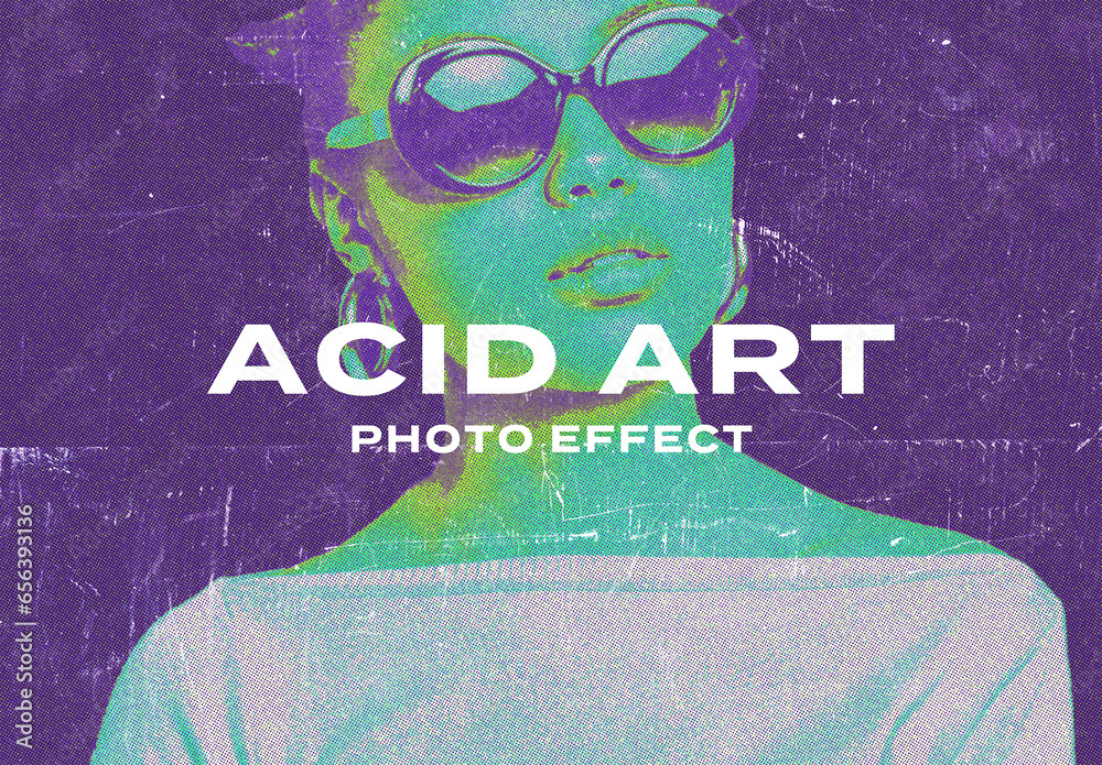 Acid Art Artistic Photo Effect Mockup Template Texture Overlay Print ...