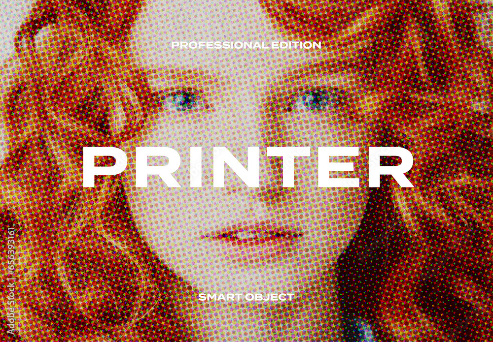 CMYK Printer Risograph Paper Photo Effect Mockup Template Texture ...