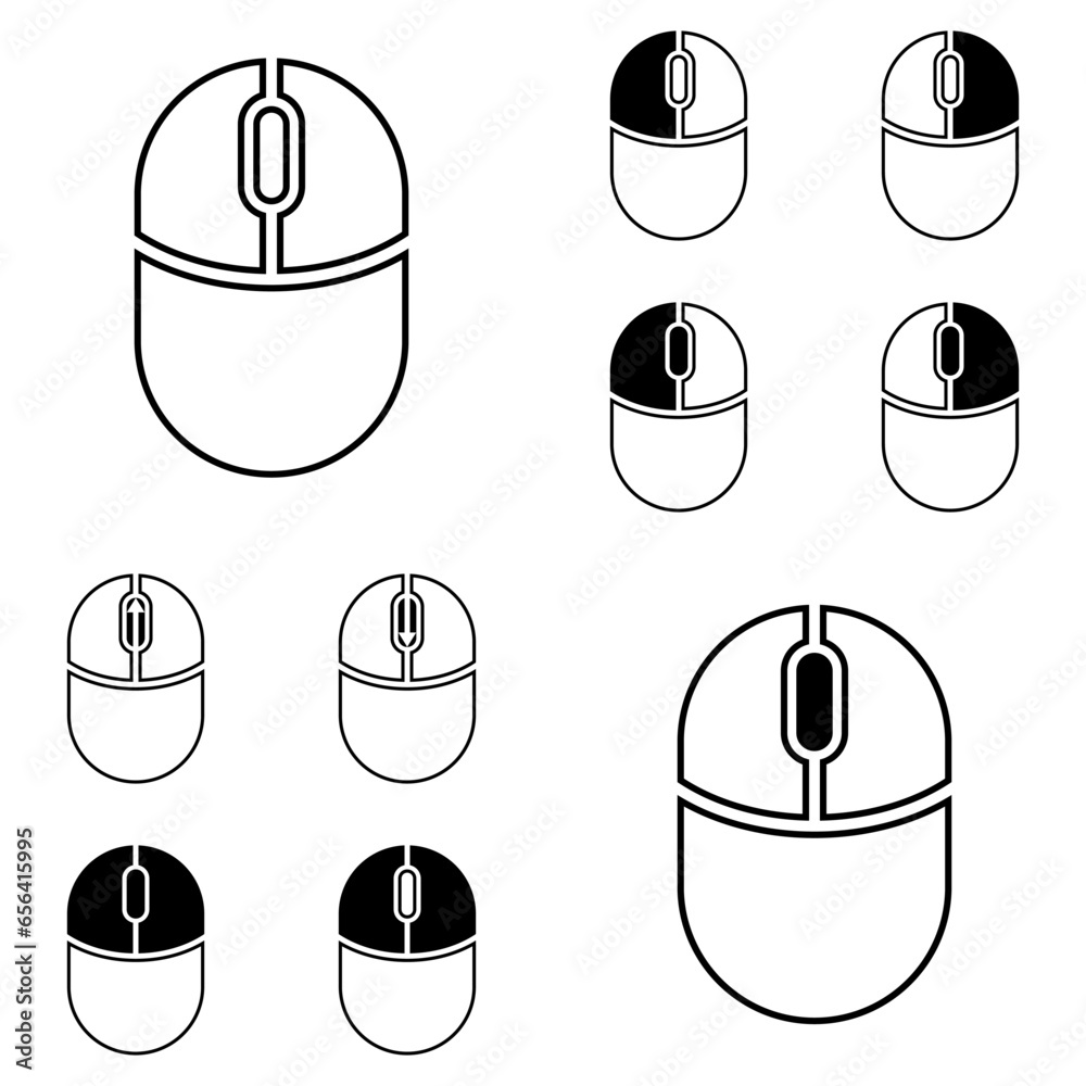 Vector set of actions with computer mouse isolated on white background ...