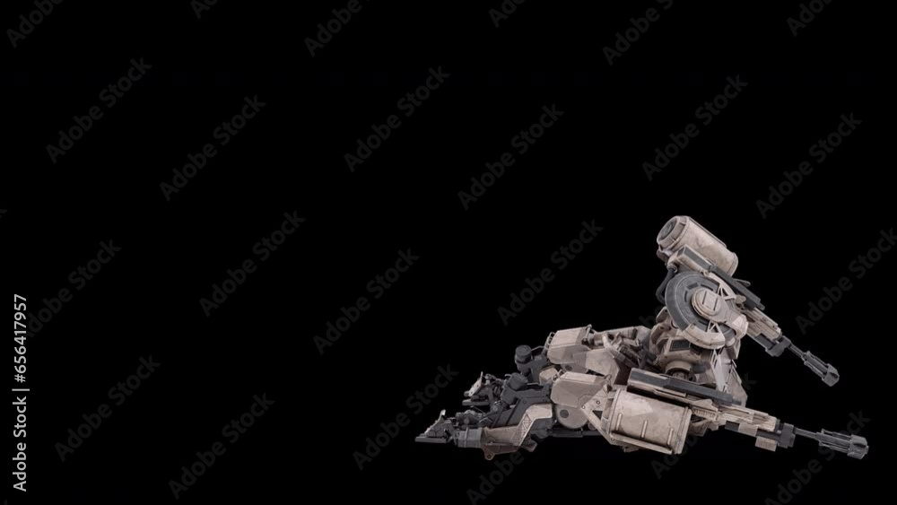 Robot warrior futuristic machine render animation, motion effect ...