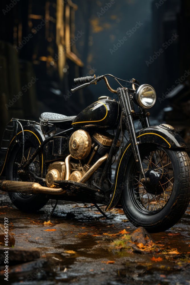 Vintage motorcycle restored to its former glory, Generative AI Stock ...