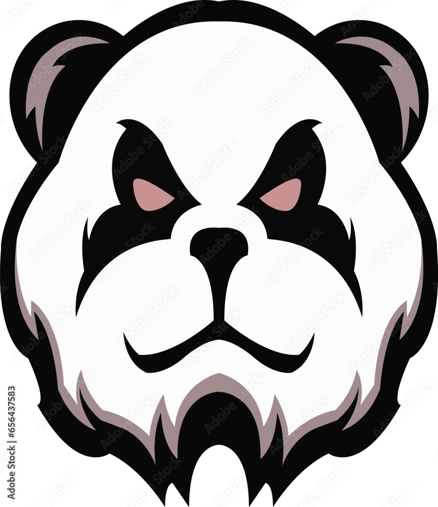 Giant panda Mascot logo Design. Brave Bear Face vector template. Panda ...