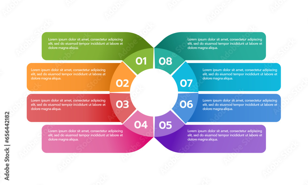 8-process infographic colorful design template. diagram, annual report ...