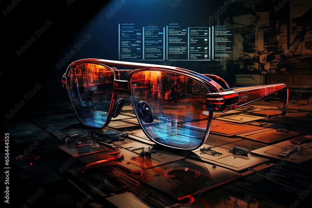 VR-Brille: Eintauchen in Augmented Reality und virtuelle Welten der Zukunft Stock Illustration ...