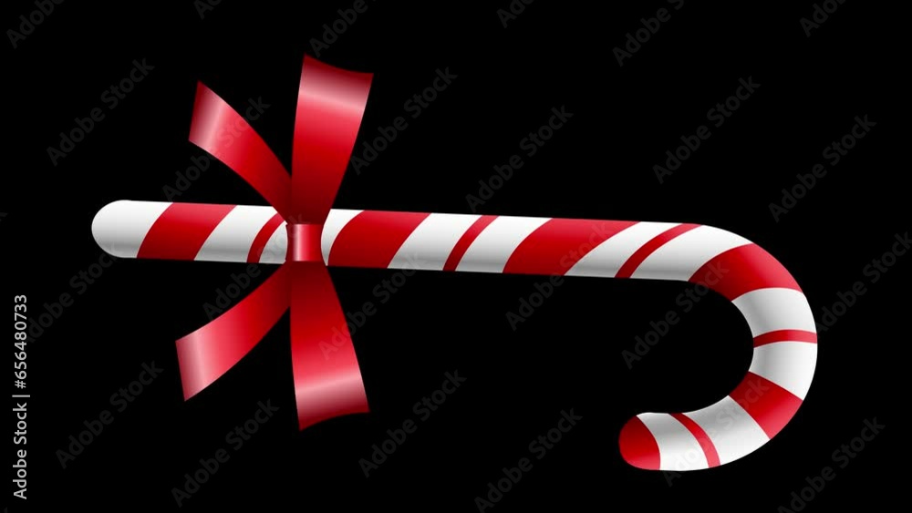 4k Animated 3D Realistic Candy Cane Isolated on Black Background Candy ...