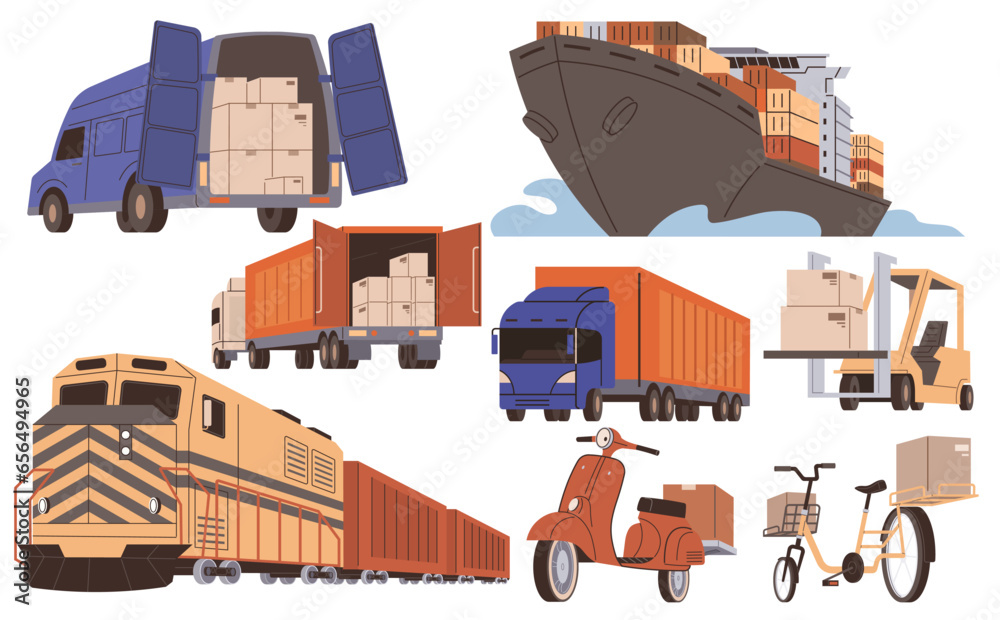 International logistic. Global delivery export. Vector. Import and ...