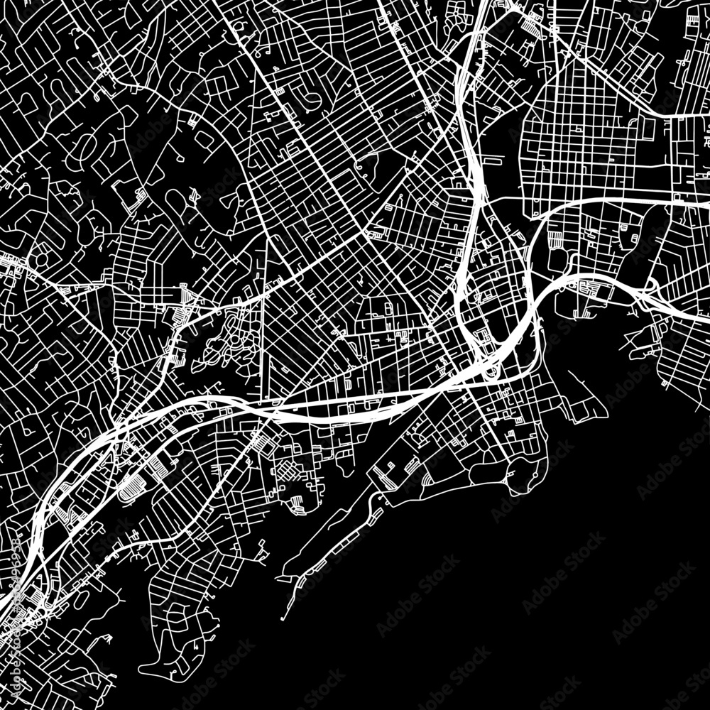 1:1 square aspect ratio vector road map of the city of Bridgeport ...