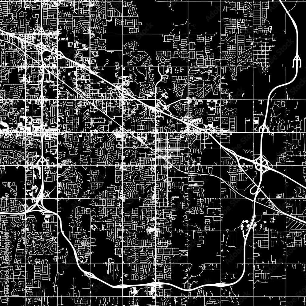 1:1 square aspect ratio vector road map of the city of Broken Arrow ...