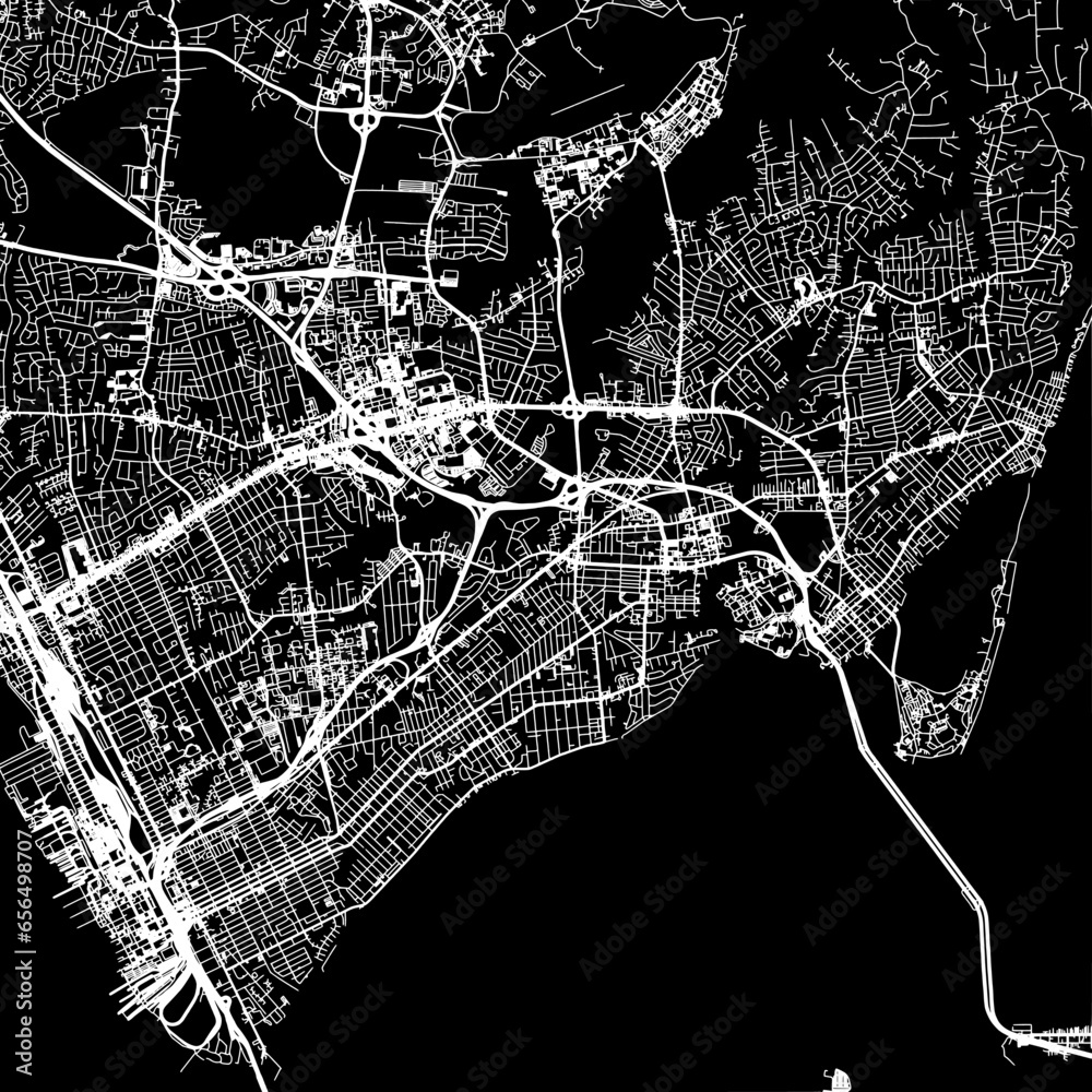 1:1 square aspect ratio vector road map of the city of Hampton Virginia ...