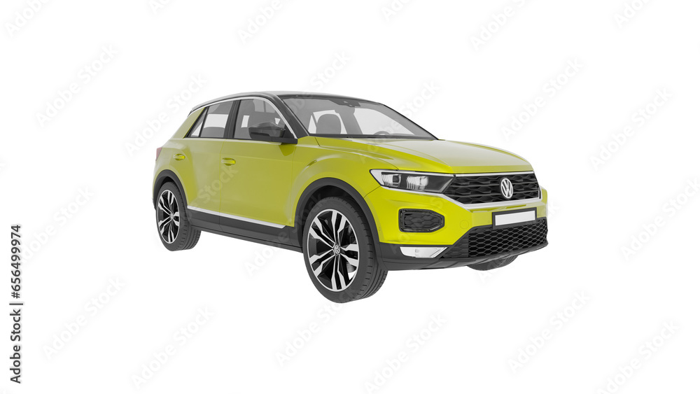 3d rendering of yellow VOLKSWAGEN T-ROC car isolated on white ...
