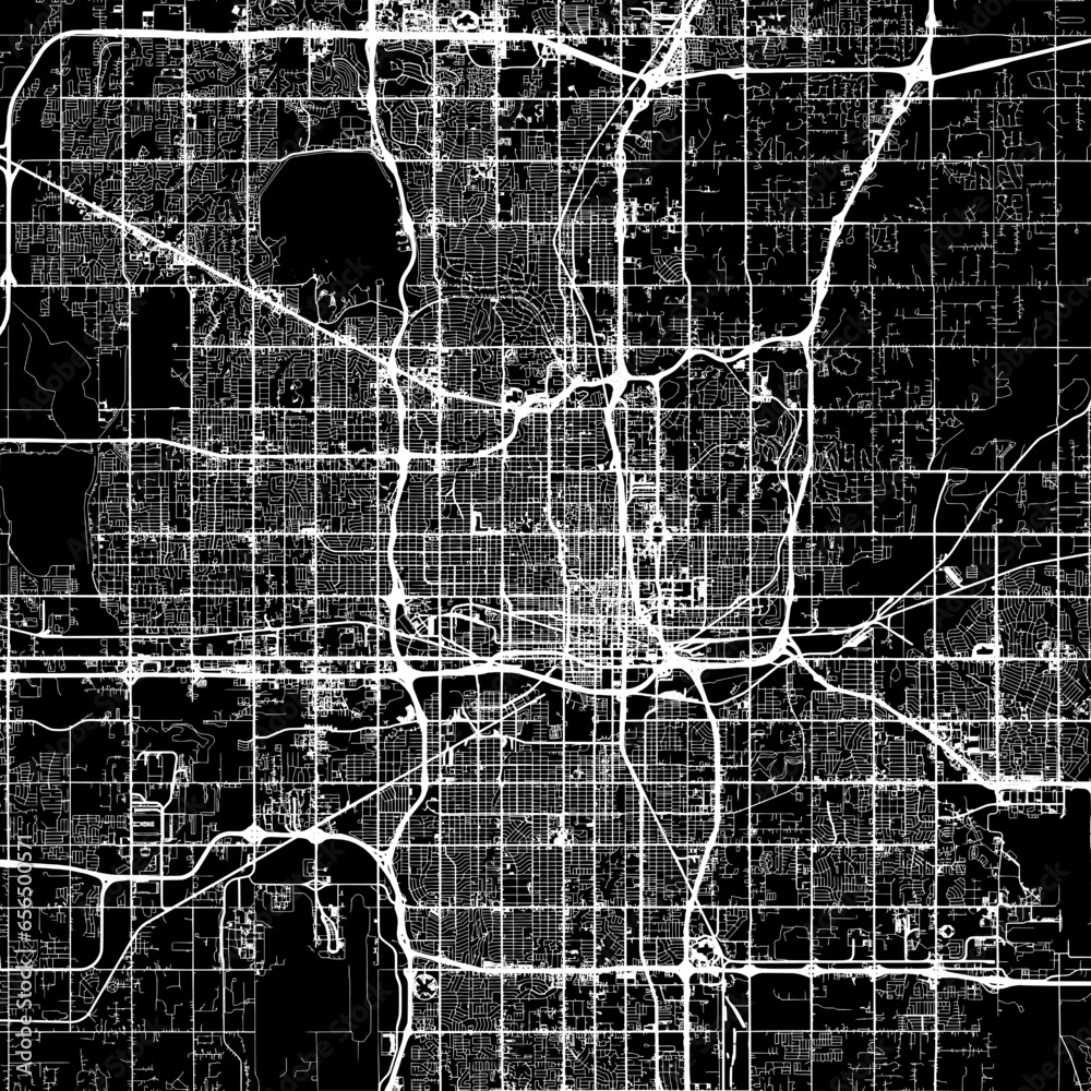 1:1 square aspect ratio vector road map of the city of Oklahoma City ...