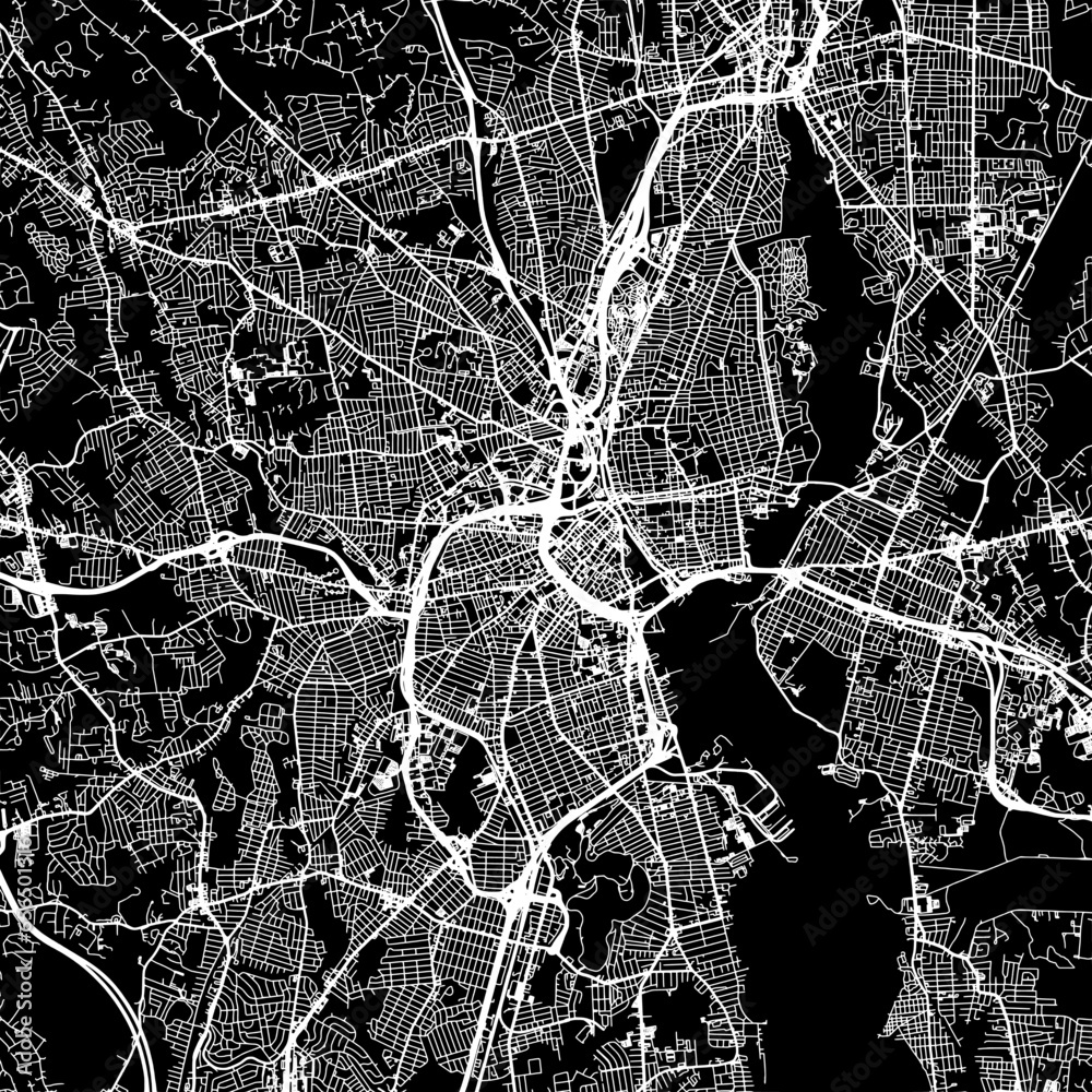 1:1 square aspect ratio vector road map of the city of Providence Rhode ...