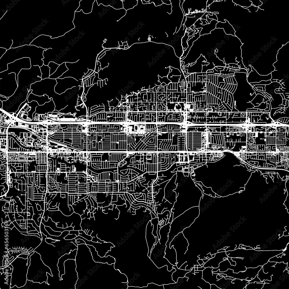 1:1 square aspect ratio vector road map of the city of Simi Valley ...