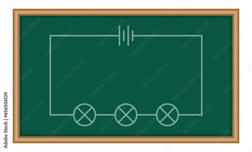 Draw a schematic diagram of three bulbs connected in series. Stock ...