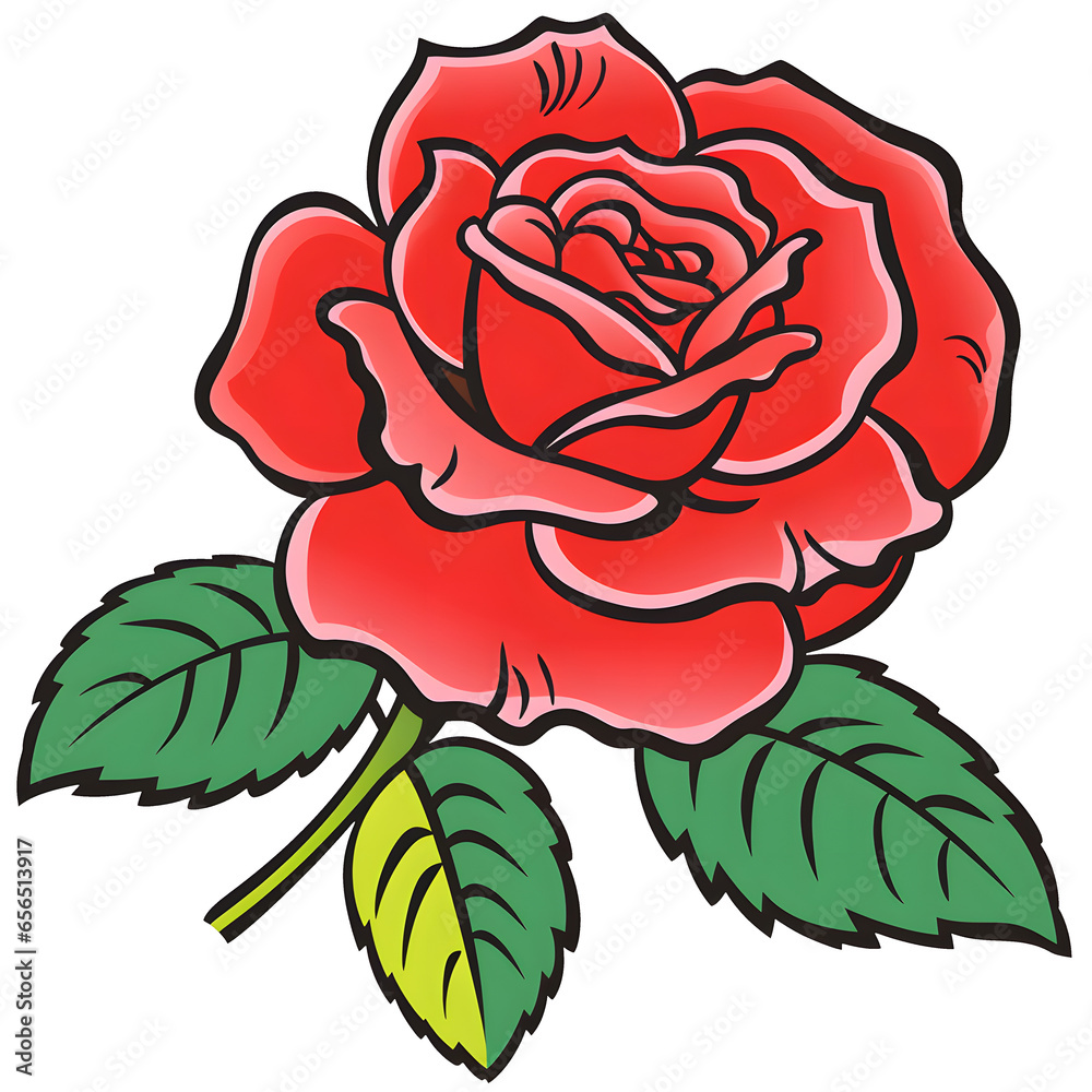 cartoon clipart of a blooming rose, plant clipart, nature clipart ...