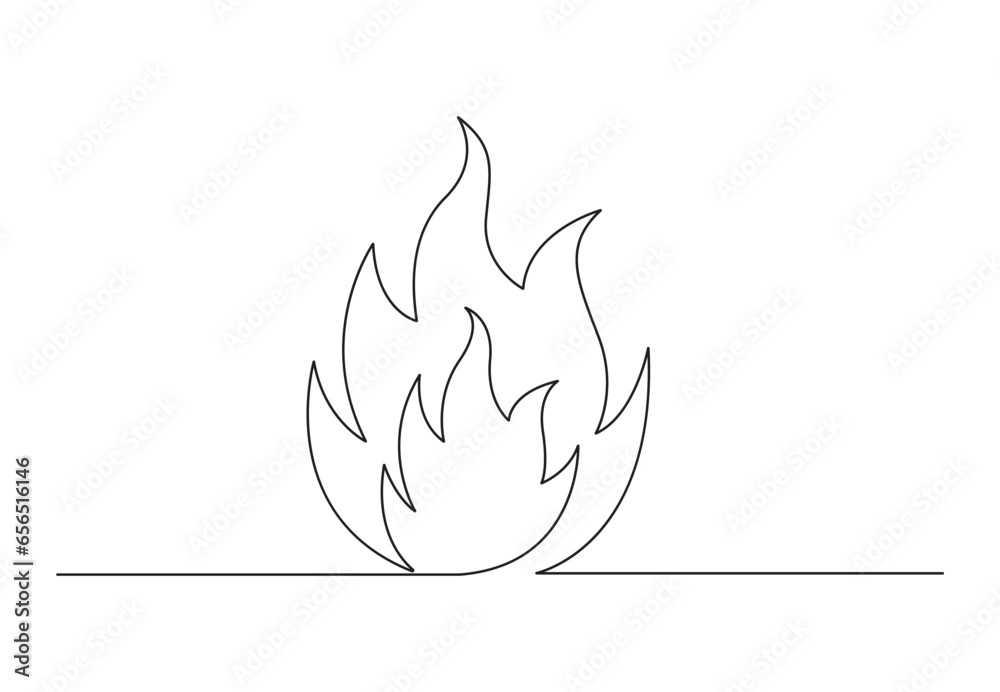 Abstract fire in continuous one line drawing vector illustration ...