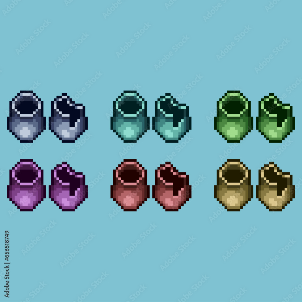 Pixel art sets of vase and broken gucci vase with variation color item asset. Simple bits of ...