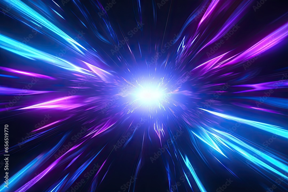 Abstract light in space background. Warp speed dreams. Glowing universe ...
