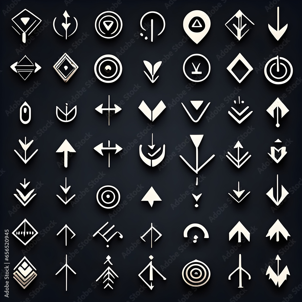 Different types of arrow-shaped icons. Grnerative AI Stock Illustration ...