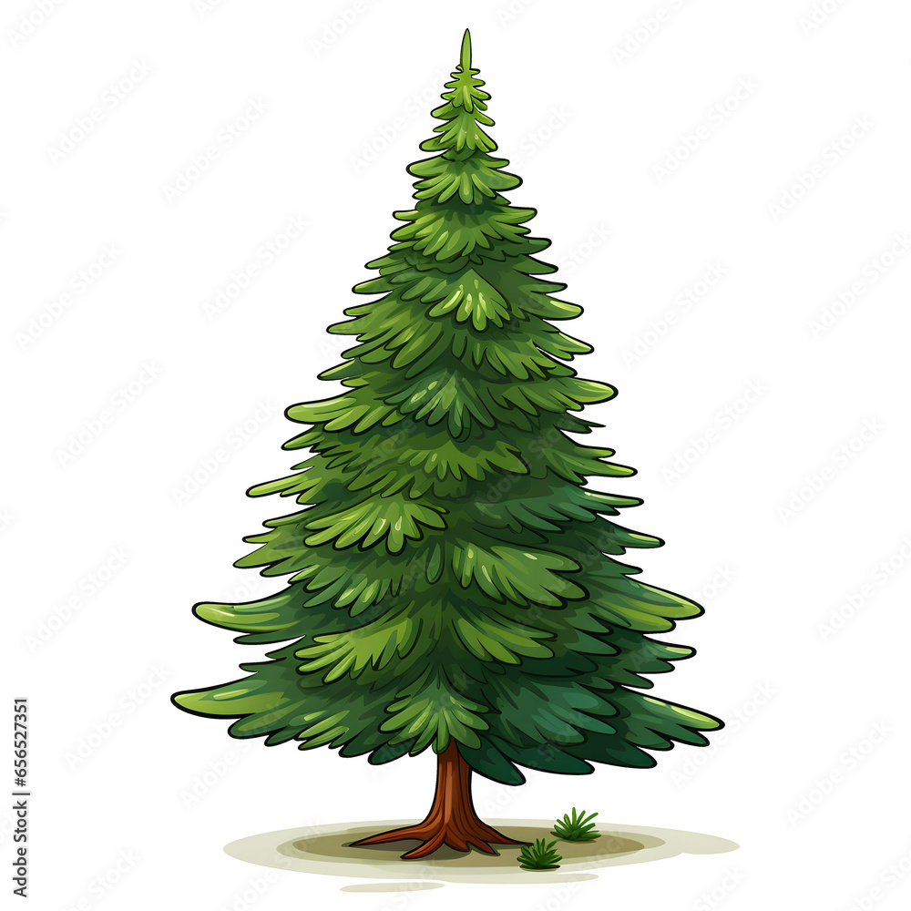 Cartoon clipart of fir tree, plant clipart, nature clipart, isolated on ...