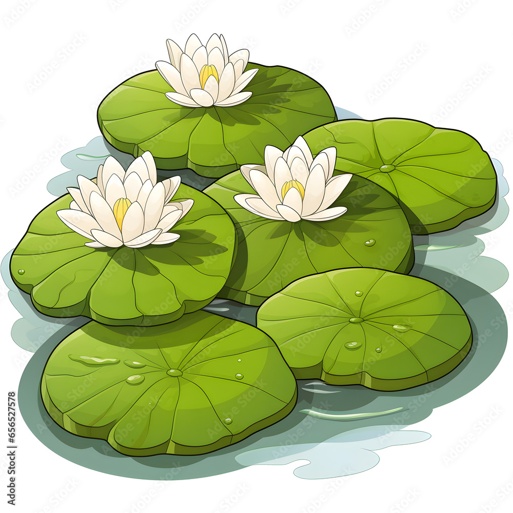 Cartoon clipart of lily pad, plant clipart, nature clipart, isolated on ...