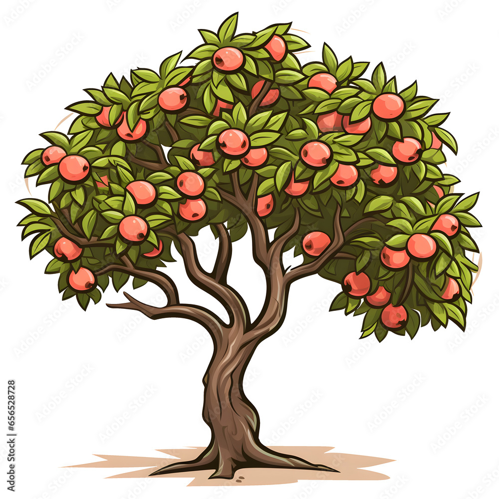 Cartoon clipart of peach tree, plant clipart, nature clipart, isolated ...