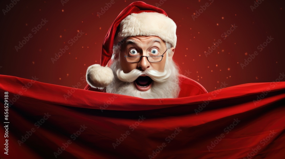 Shocked Santa Claus on a Red Banner with Space for Copy - generative AI ...