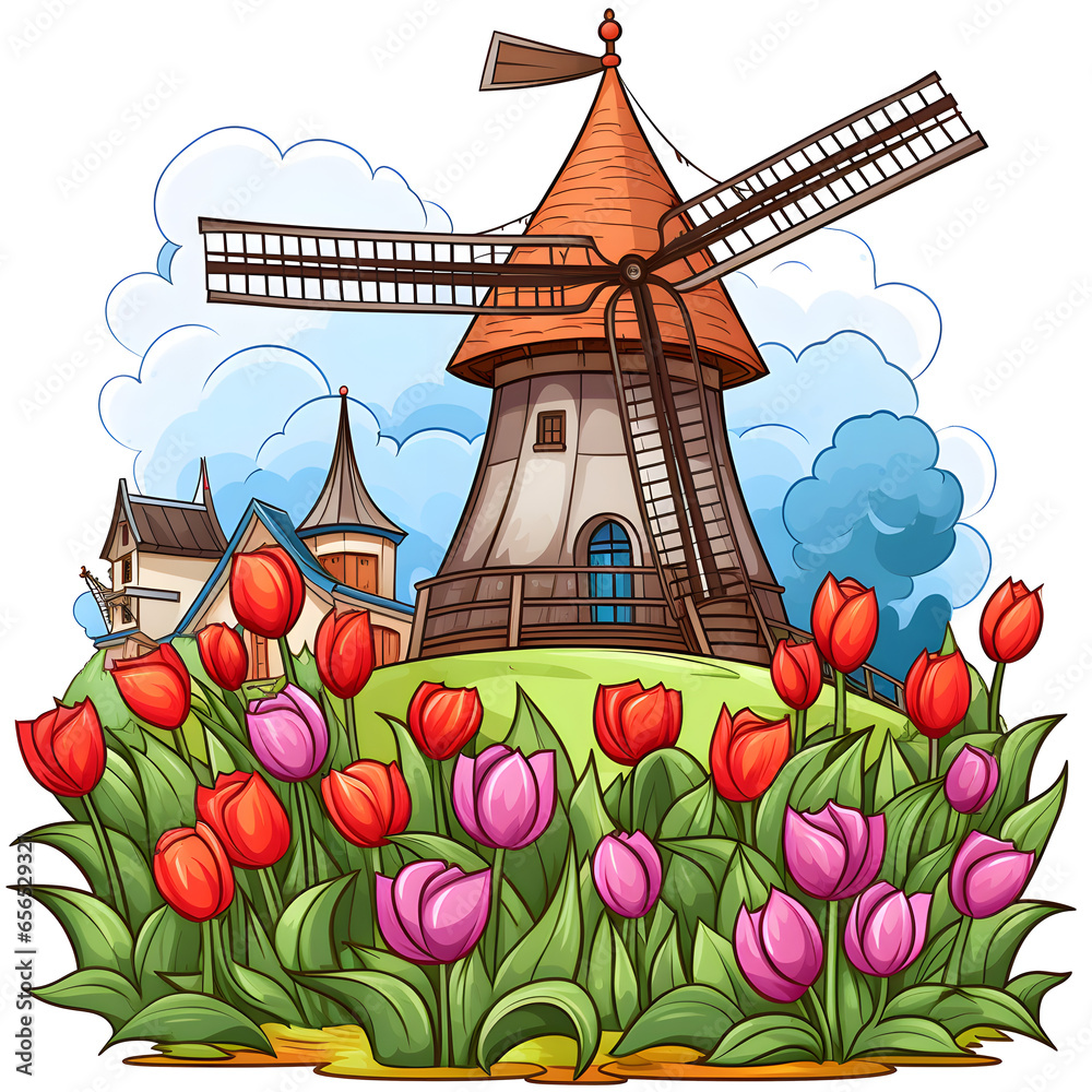 Cartoon clipart of tulip garden, plant clipart, nature clipart ...