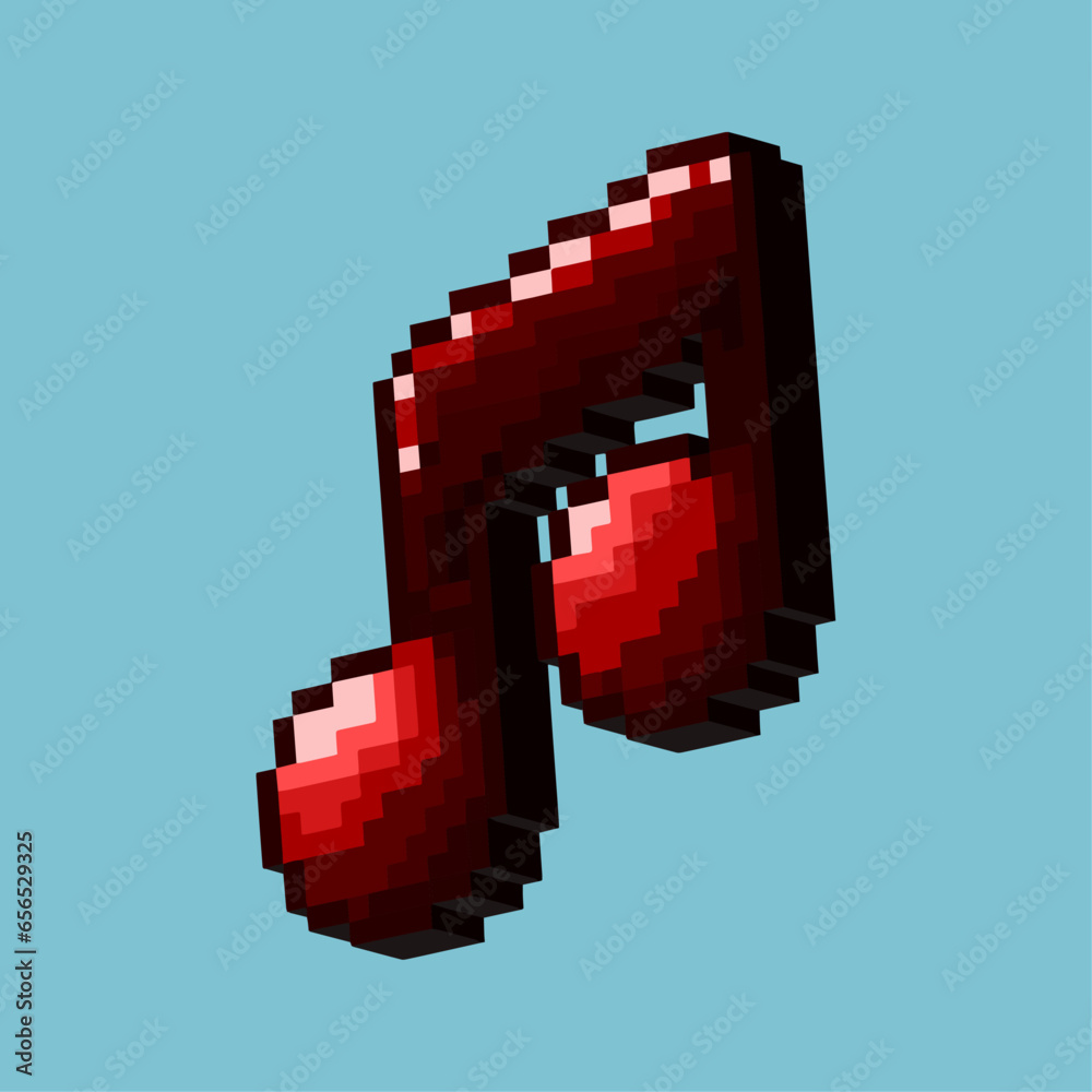 Asset from Pixel art square 3d of music icon for items asset. Red music ...