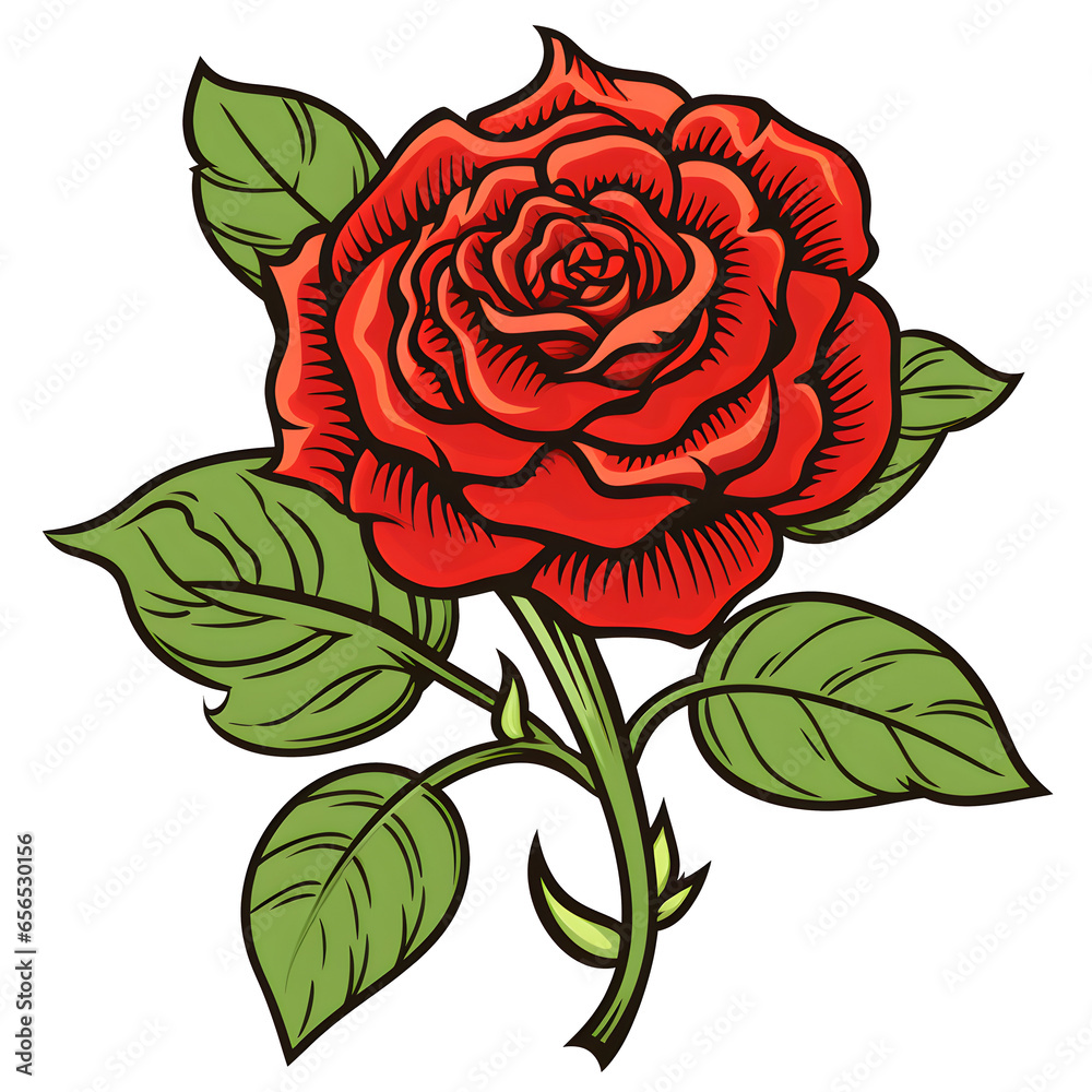 Cartoon clipart of a blooming rose, plant clipart, nature clipart ...