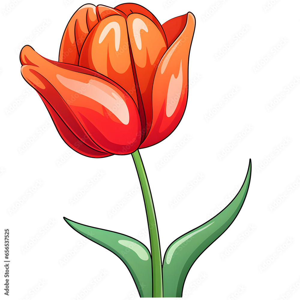 Cartoon clipart of tulip, plant clipart, nature clipart, isolated on ...