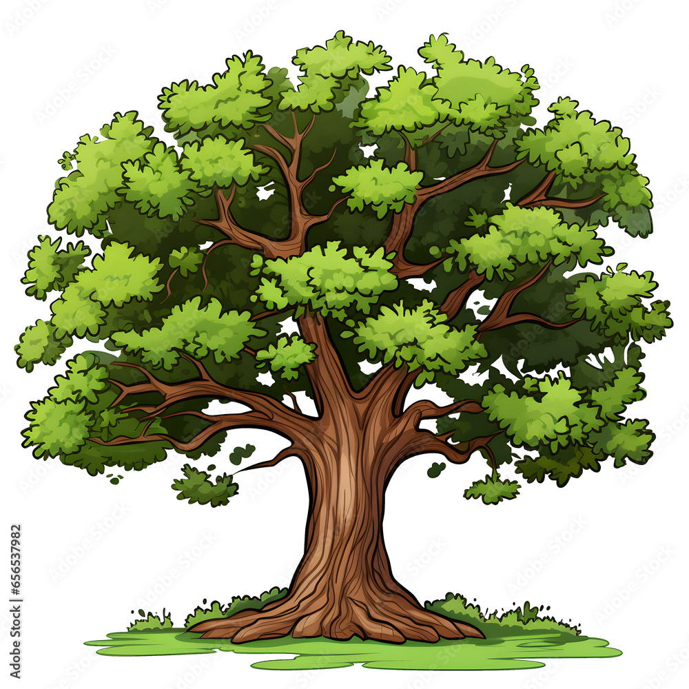 Cartoon clipart of oak tree, plant clipart, nature clipart, isolated on ...