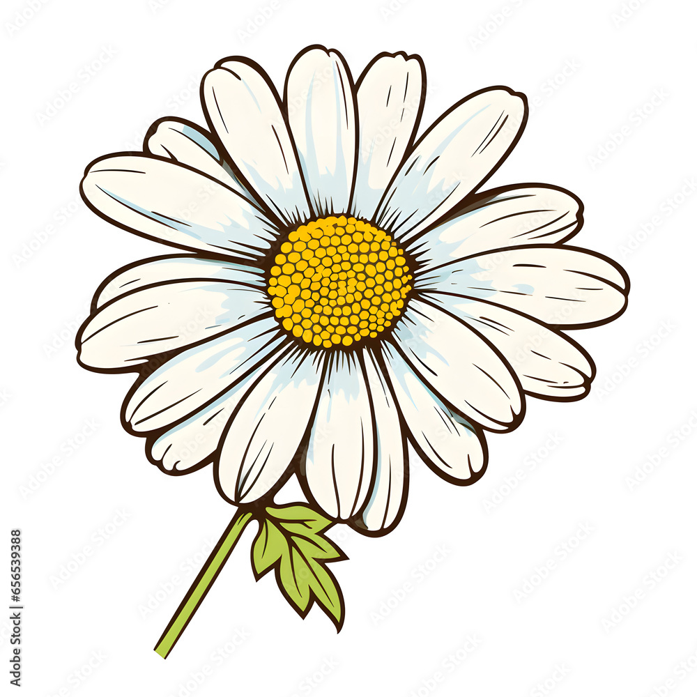 Cartoon clipart of daisy, plant clipart, nature clipart, isolated on ...