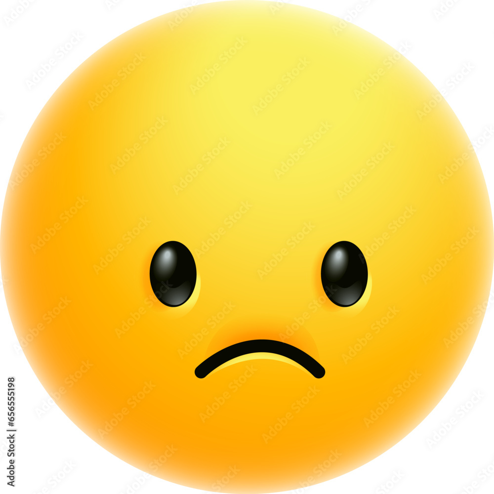 Disappointed emoji. Sad face, unhappy emoticon 3D stylized vector icon ...
