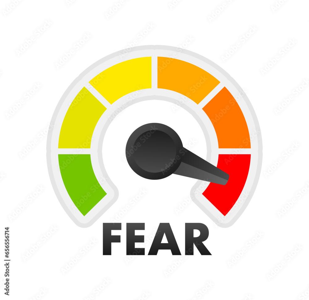 Fear Level Meter, measuring scale. Fear Level speedometer indicator ...
