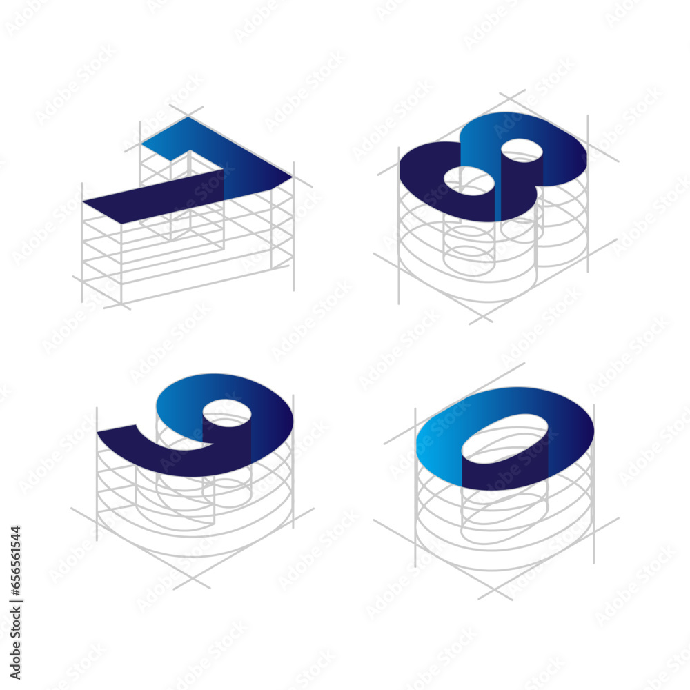 architecture style text, Isometric alphabet, numbers Abc uppercase ...