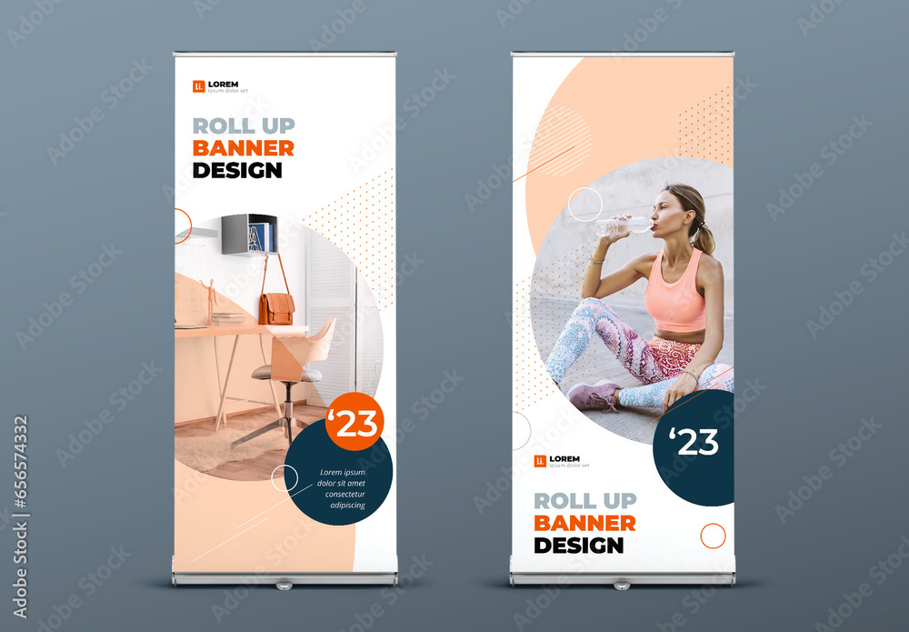 Retractable Banner Layout with Color flat Circle Elements Stock ...