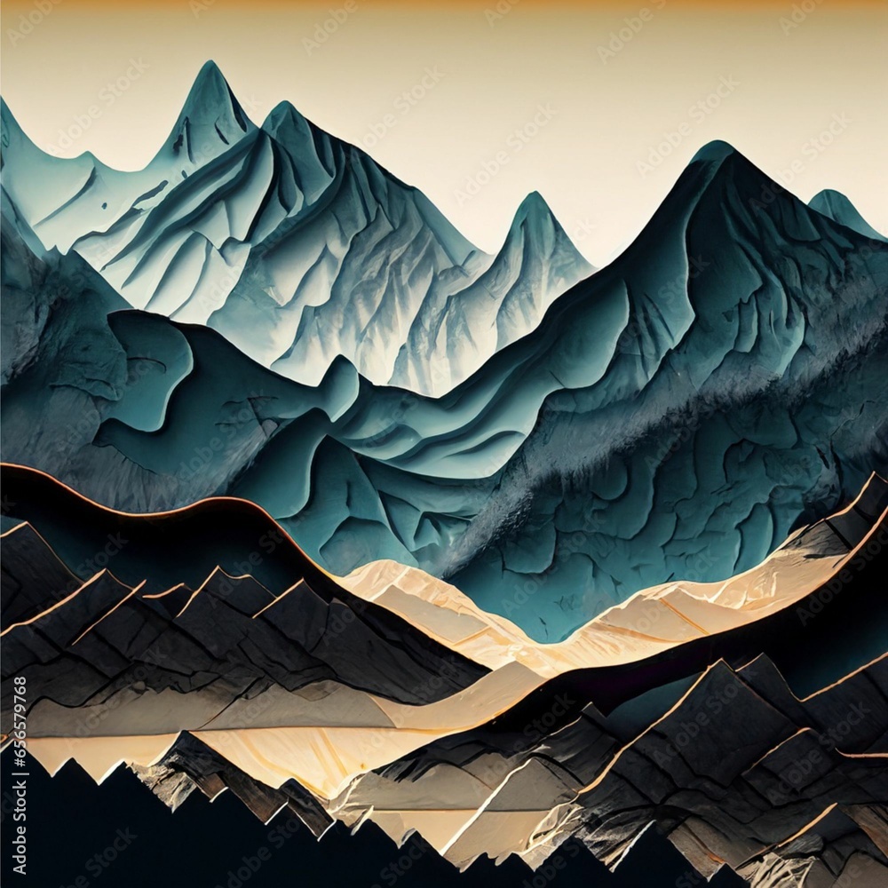 Snowy mountin range vector, oak forest mountain vector. Ai generated ...