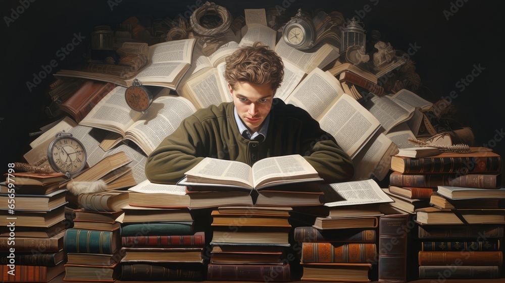 Visualize a person studying diligently and achieving high grades as a ...