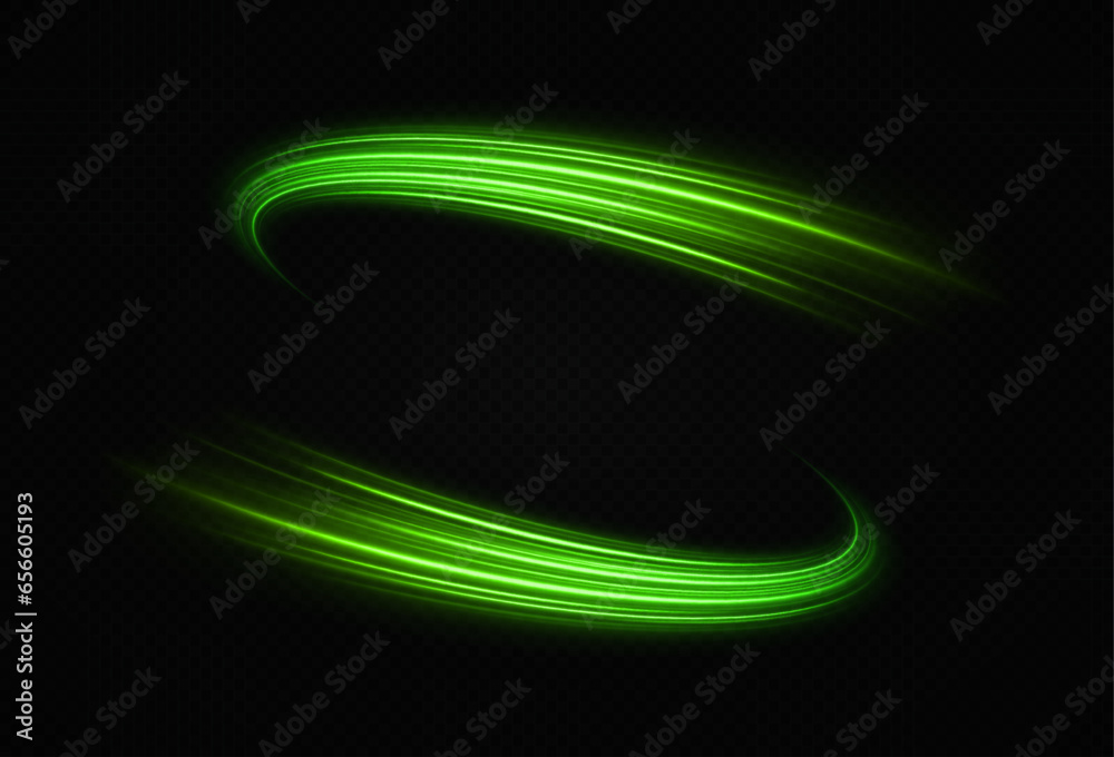 Vetor de Magic shiny trails swirl on transparent background. Glowing ...