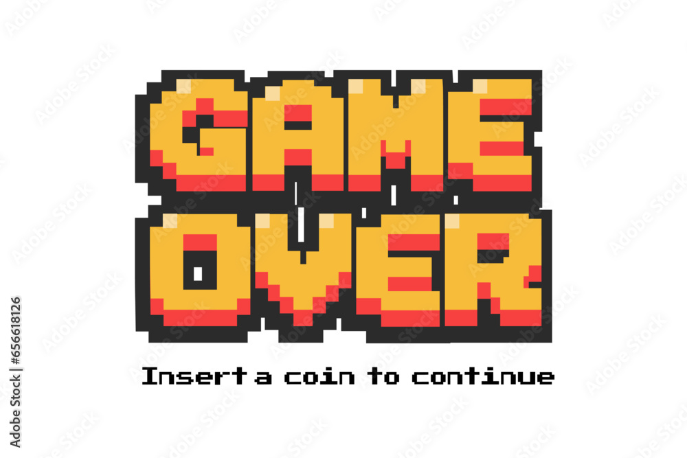 Game over white background,Pixel Game Over, 8-bit Pixel Game Over ... Game over white background,Pixel Game Over, 8-bit Pixel Game Over ...