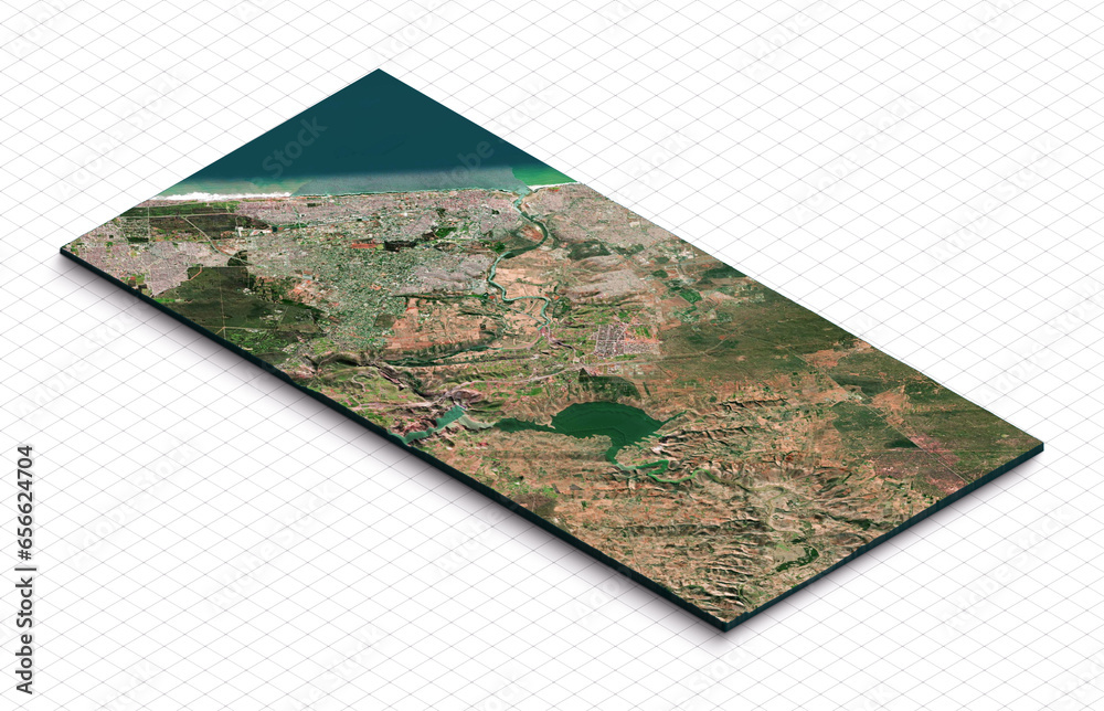 3d model map of Rabat city, the capital city of Morocco. Isometric map ...