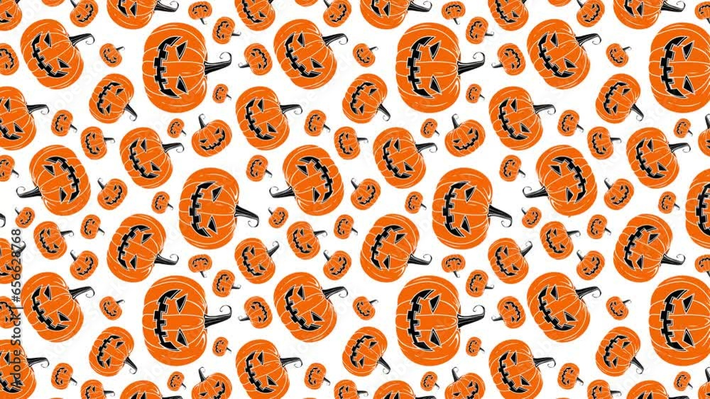 4K Animated Scary Smiling Halloween Pumpkins Vertical Pattern ...