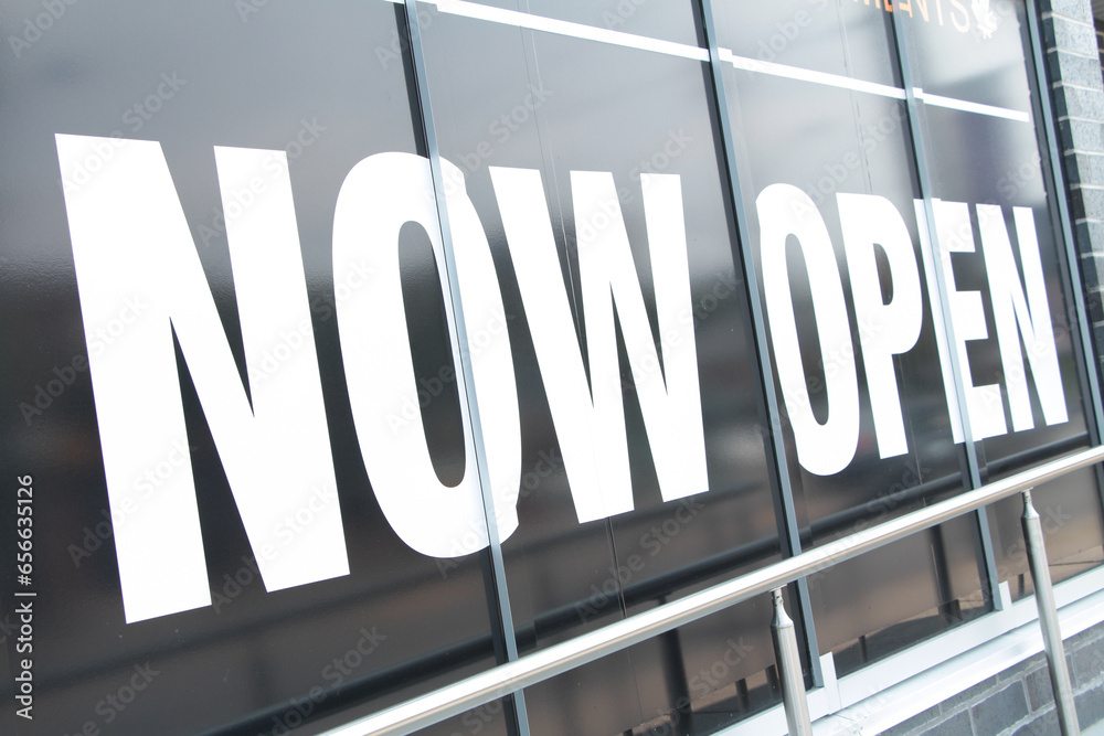 now open writing caption text words sign in big white letters on black ...