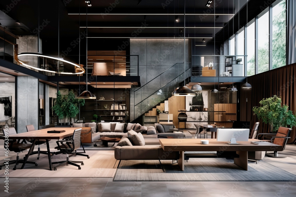 Business office background. Lobby reception hall interior or empty ...